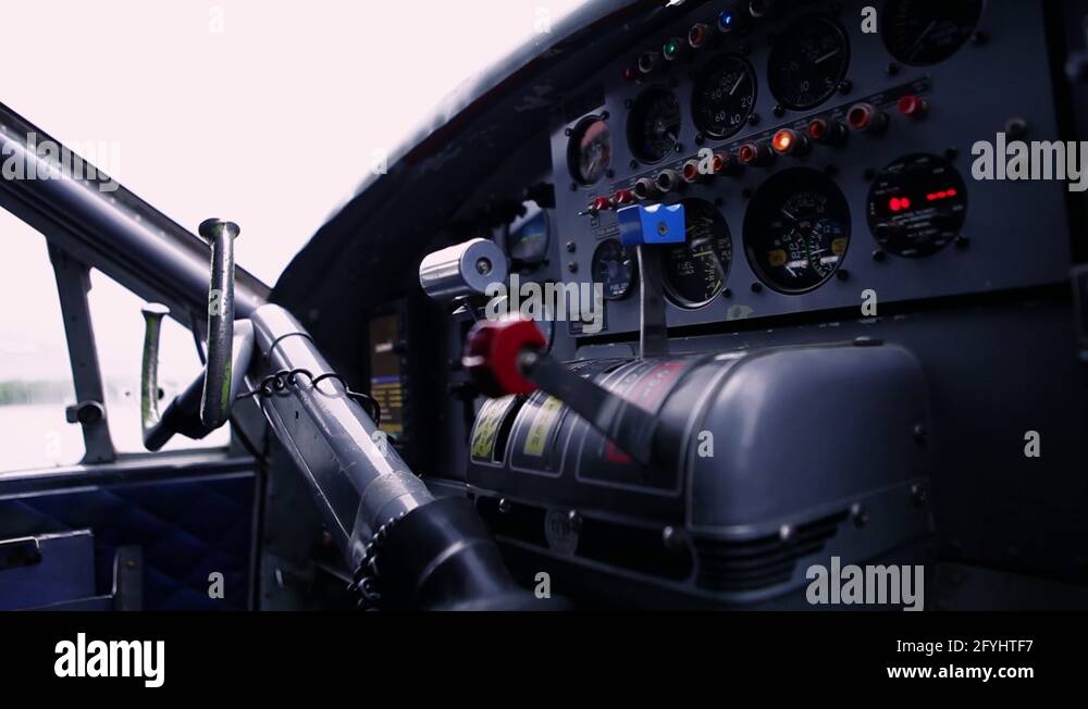 Seaplane cockpit and control panels Stock Video Footage - Alamy