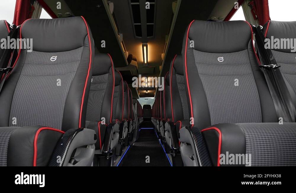 Bus Coach by Volvo Interieur with Centre Aisle and Seat Rows Stock ...