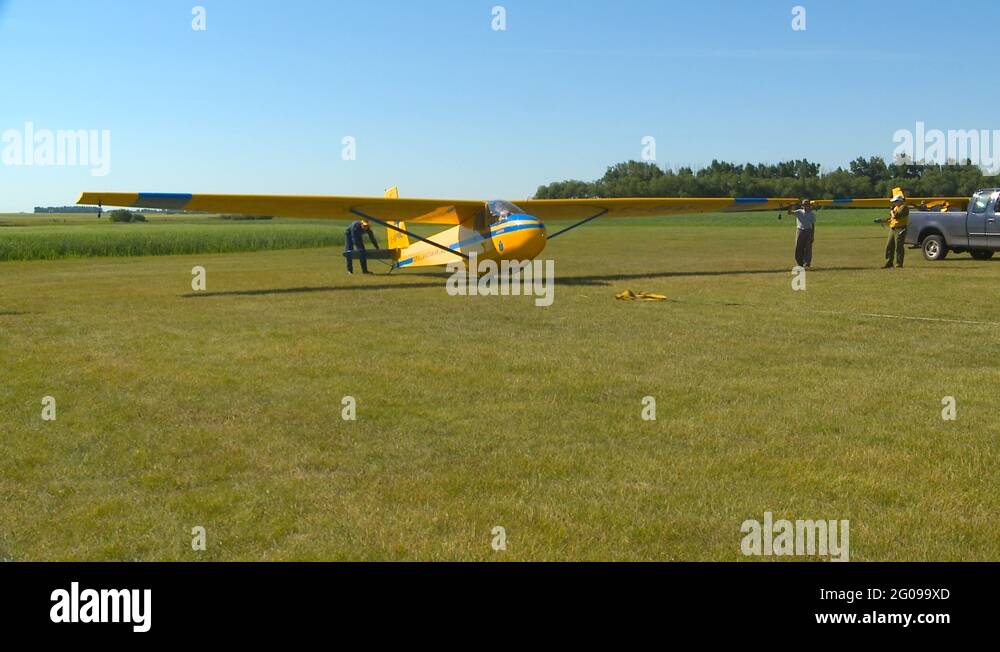 aircraft, Schweizer glider launching from grass strip, ground winch ...