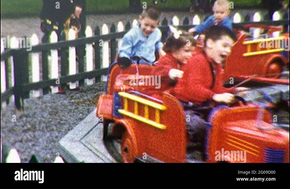 Children Ride Kiddie Ride Firetrucks Toy Train 1950s Vintage Film Home ...