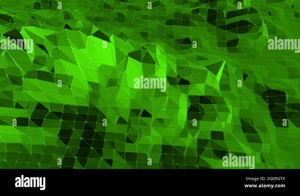 Green low poly background waving. Abstract low poly surface as chemical ...