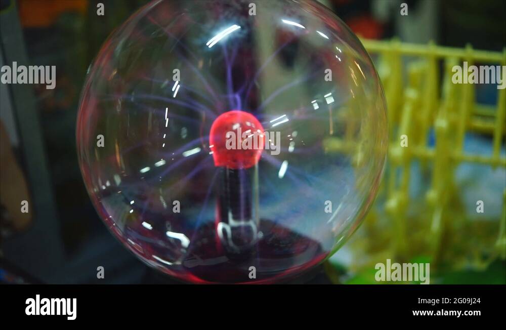 Electrostatic plasma sphere called Tesla Ball making electric arcs ...