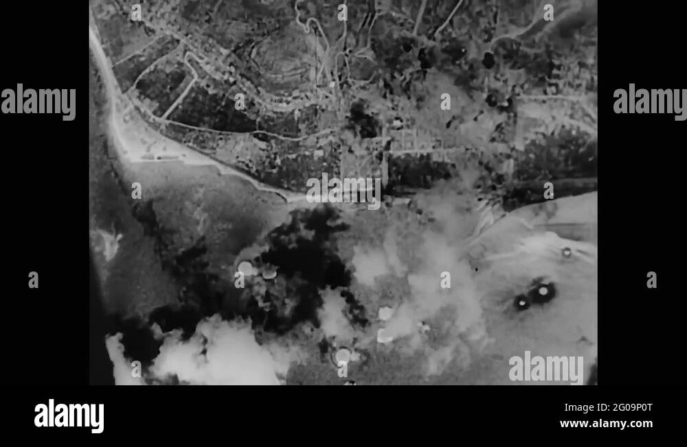 WW2 - Areial view of bomb drop at a beach Stock Video Footage - Alamy