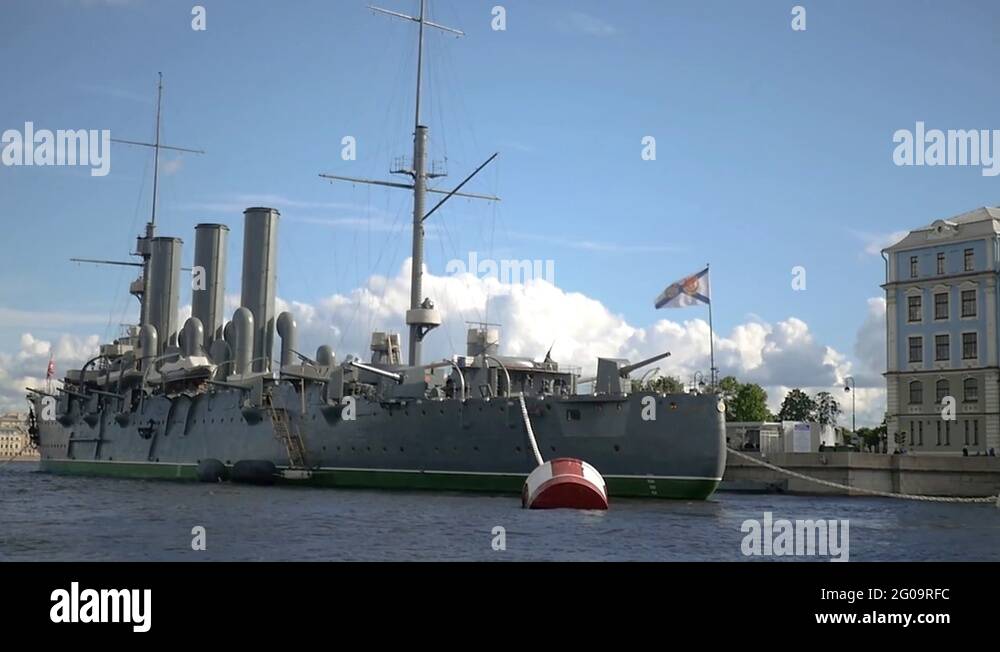 Swim by the legendary cruiser Aurora. slow motion. 1920x1080. full hd ...