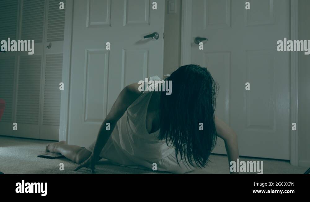 Scary Ghost Woman Crawling in Horror Halloween Scene 11 Color Graded ...