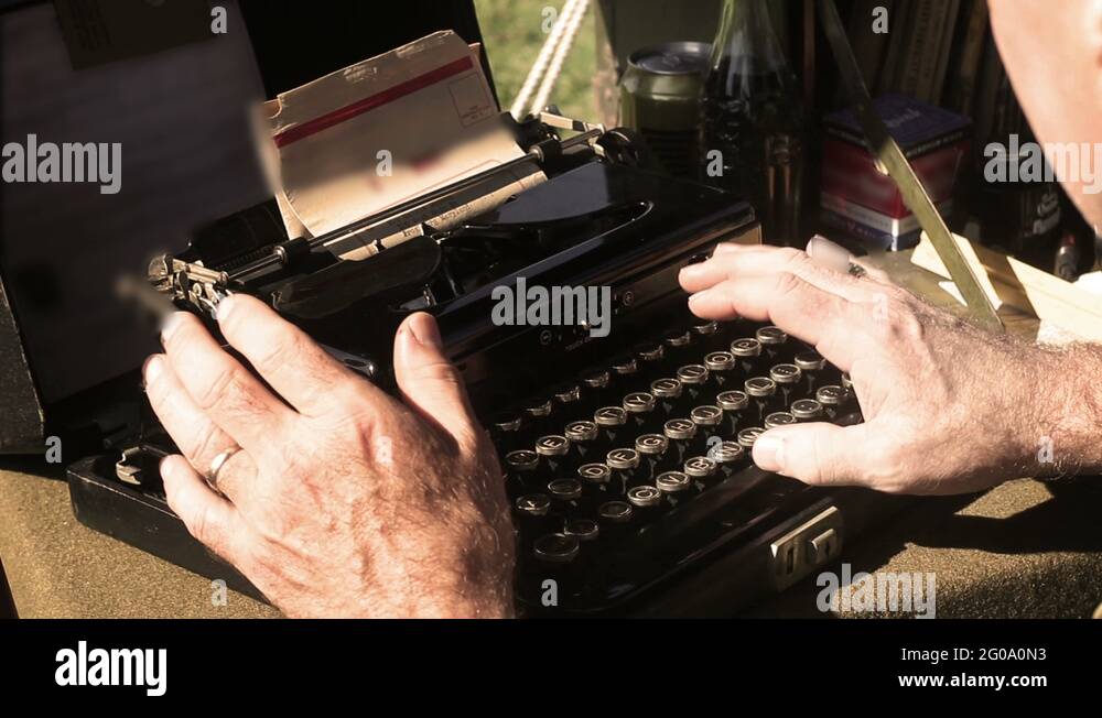 World War Two - Communications officer typing on typewriter at army ...