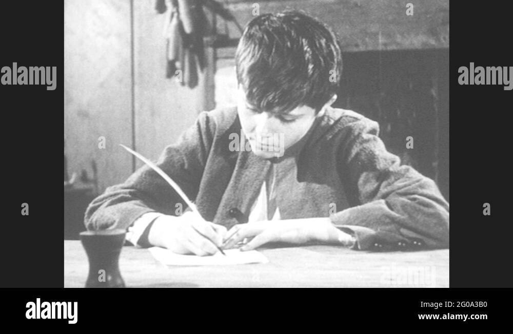 Boy writing with pen and ink Stock Videos & Footage - HD and 4K Video ...