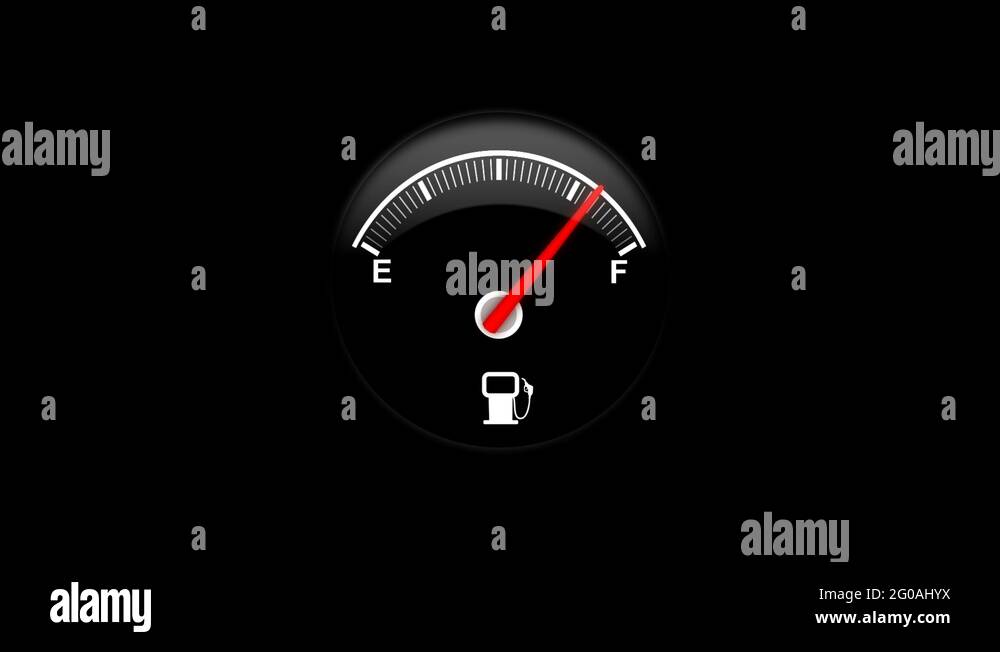 4K Animation Car Fuel Dashboard moving up and down pin needle fuel full ...