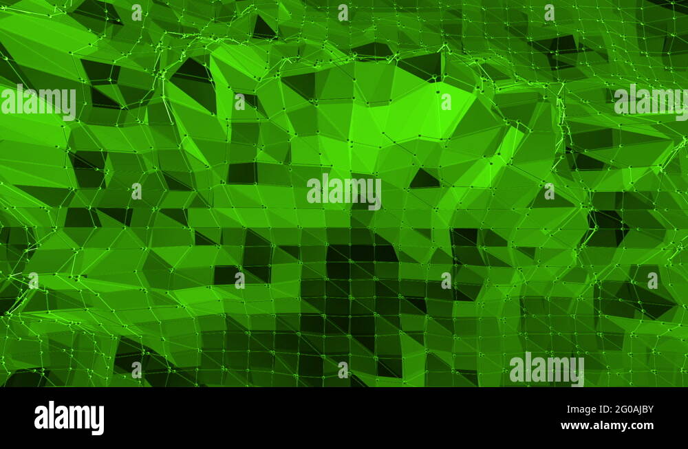 Green low poly background waving. Abstract low poly surface as сomputer ...
