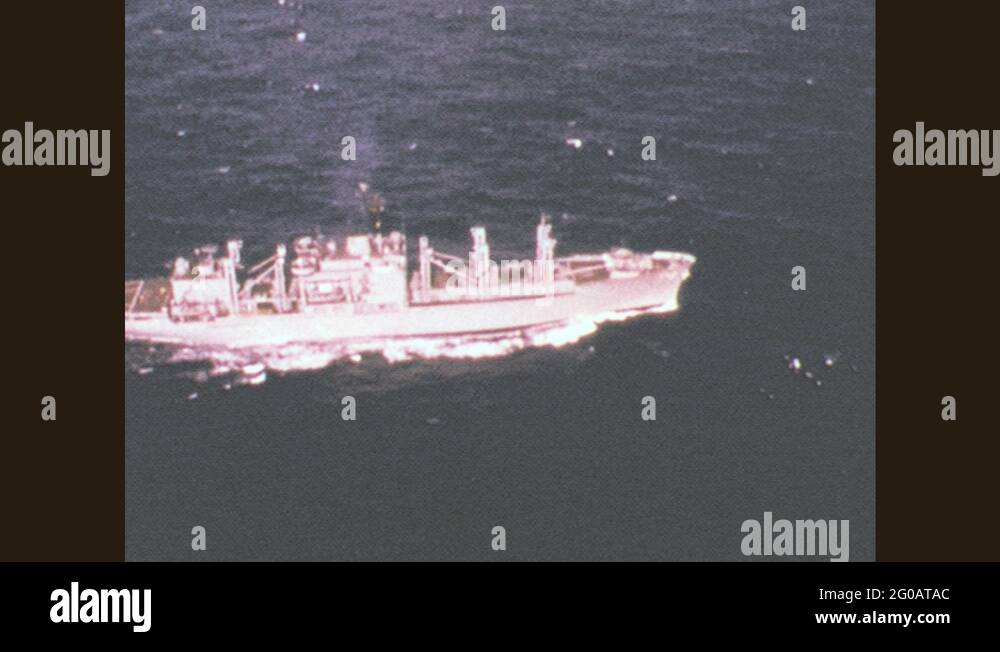1970s: UNITED STATES: USS military ship on the ocean Stock Video ...