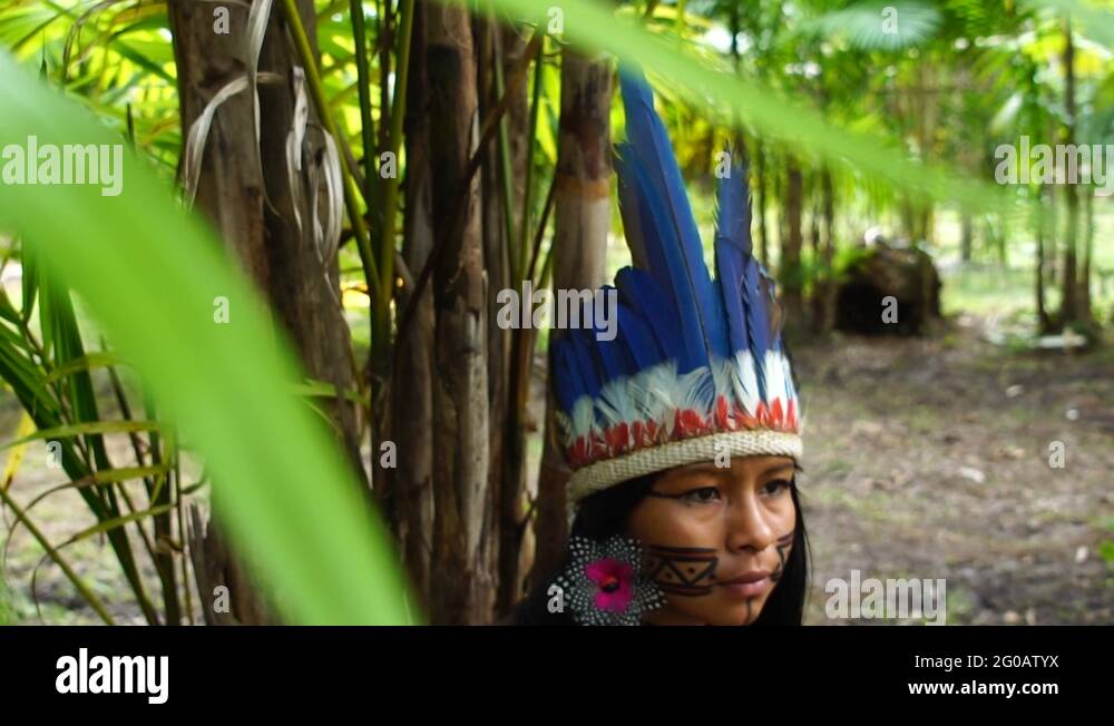 Beautiful Native Woman in a Indigenous Tribe in Brazil Stock Video ...