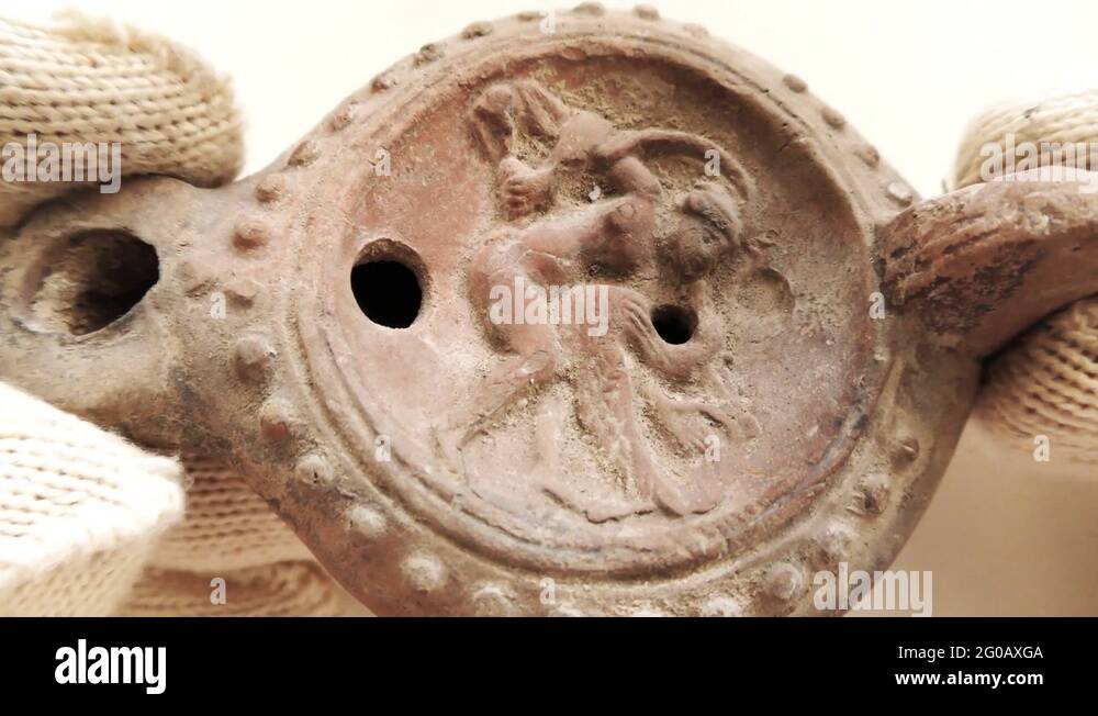 Authentic Oil Lamp depicting Leda and the Swan from Greek mythology ...