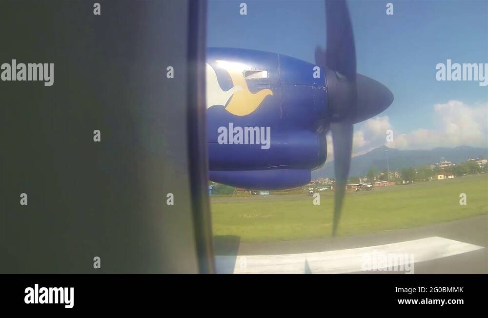 Plane Propeller Spinning Behind Window During Take-Off - Slide - Left ...