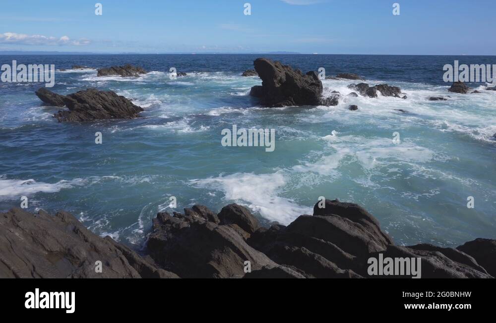 Sea rocks and strong waves, Jogashima island, Miura Peninsula, Japan ...