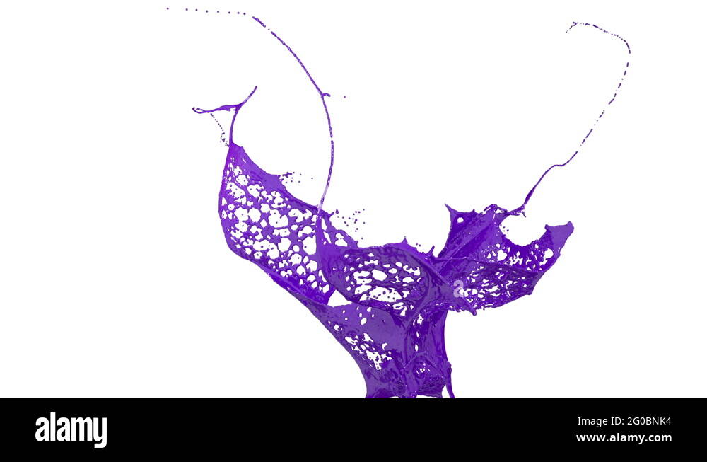 violet paint splash in air filmed in slow motion with alpha channel use ...