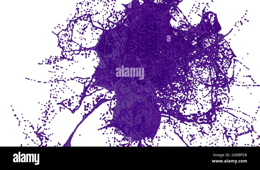 violet paint splash in air filmed in slow motion with alpha channel use ...