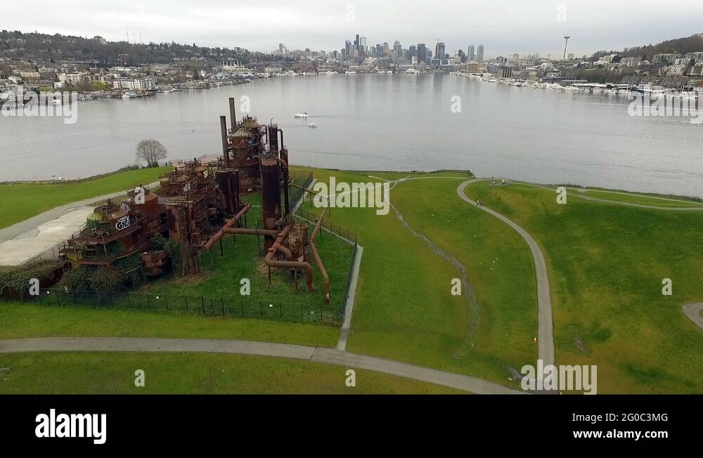Gasworks Park Lake Union Seattle Waterfront Downtown Skyline Stock ...