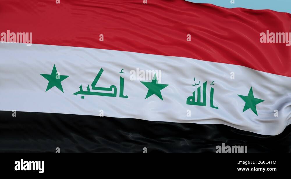 Seamlessly Looping flag for Iraq, blowing beautifully in the wind. Slo ...