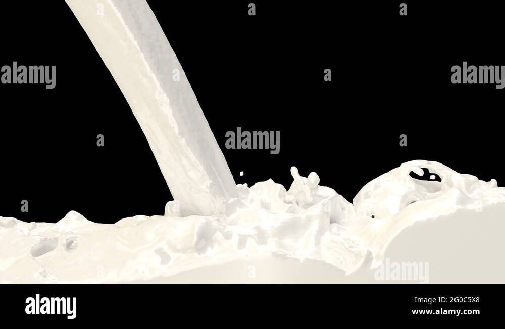 Animated milk pouring quickly filling up whole container - one inflow ...
