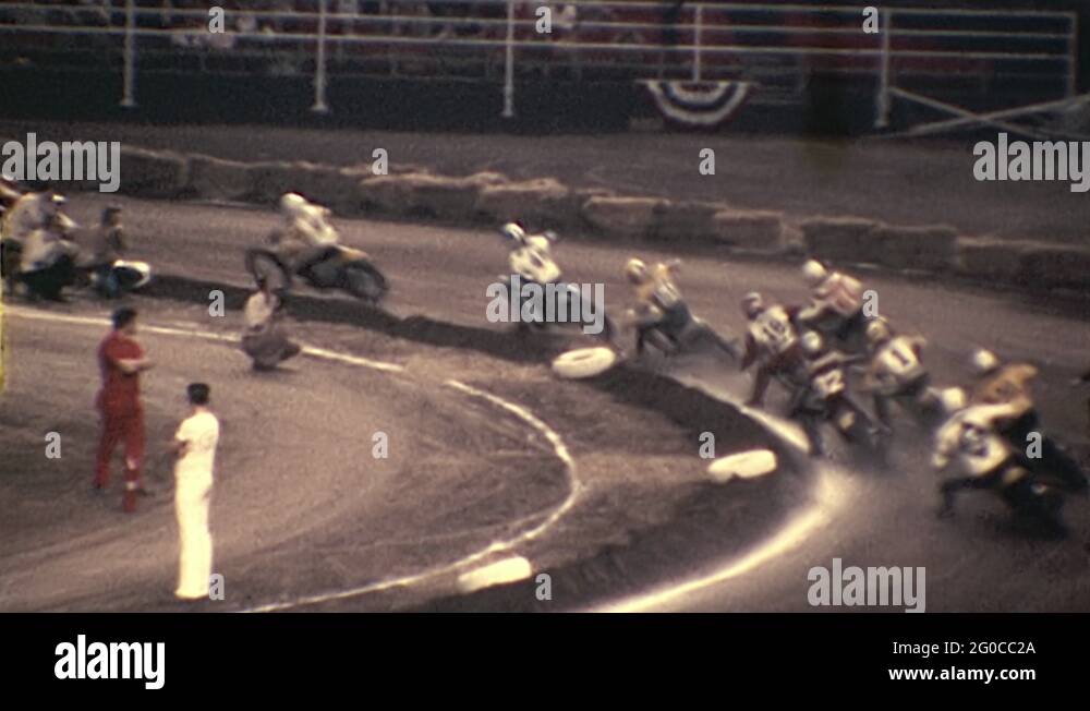 1970s People Men Motorcycle Dirtbike Race Racetrack Vintage Old Film ...