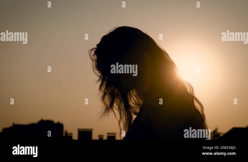 Anonymous Woman With Long Hair Posing Sensually And Throwing Back Her Head Stock Video Footage