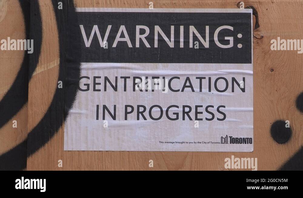 Anti gentrification protest signs in downtown urban Toronto Stock Video ...