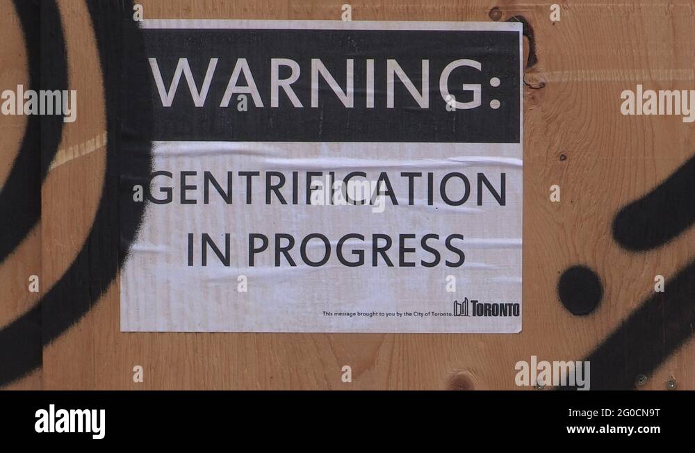 Anti gentrification protest signs in downtown urban Toronto Stock Video ...