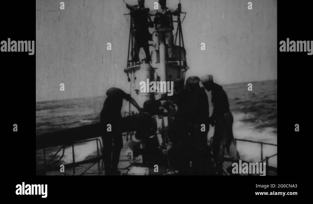 WWI - German crew check submarine deck gun Stock Video Footage - Alamy