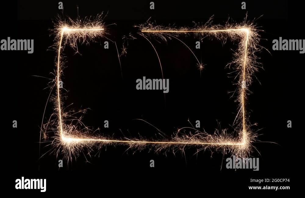 Sparkling border made with sparkler long time exposures. Stop motion ...