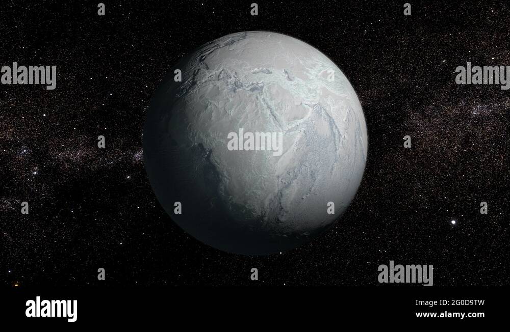 Spinning Ice Age Planet Earth Frozen Completely Covered with Ice and ...