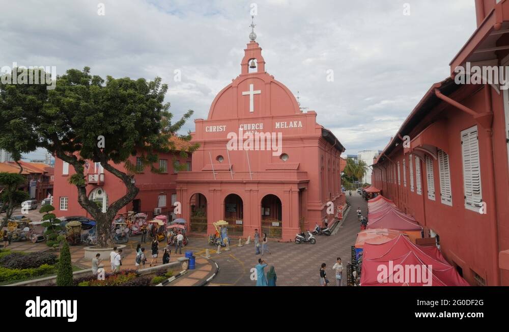Dutch colonial church on red quare in Malacca Malaysia Stock Video ...
