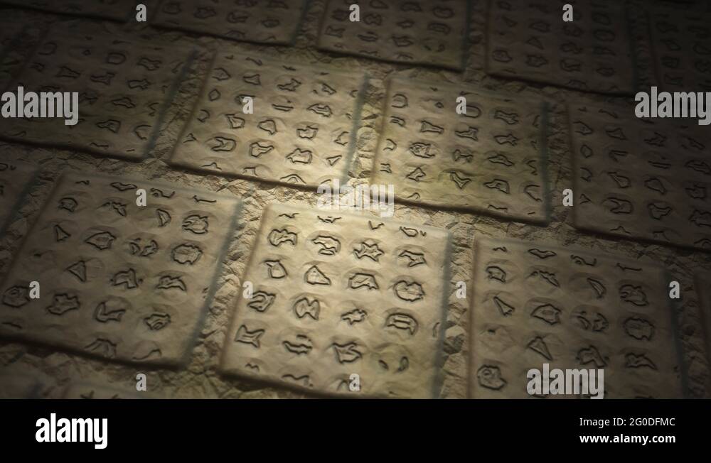 4K Fictional Ancient Glyph Symbols Carved in Stone 1 Stock Video ...