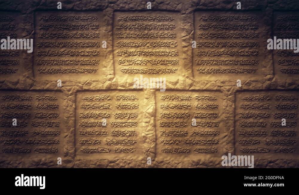 4K Fictional Ancient Glyph Symbols Engarved in Stone Wall Loping ...
