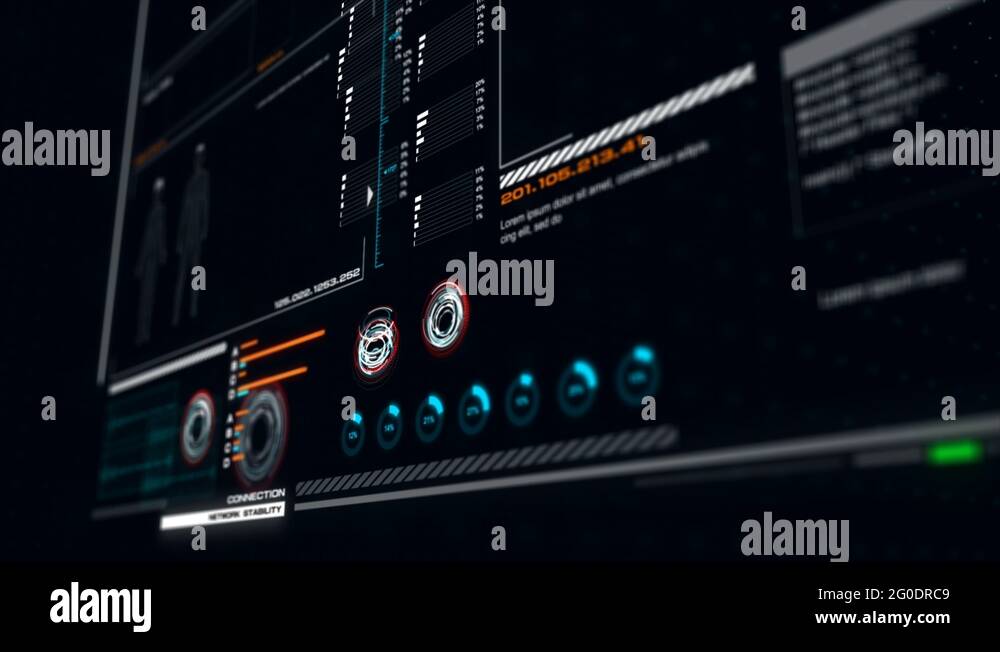 4K UI User Interface Dark blue background with graph bar infographic ...
