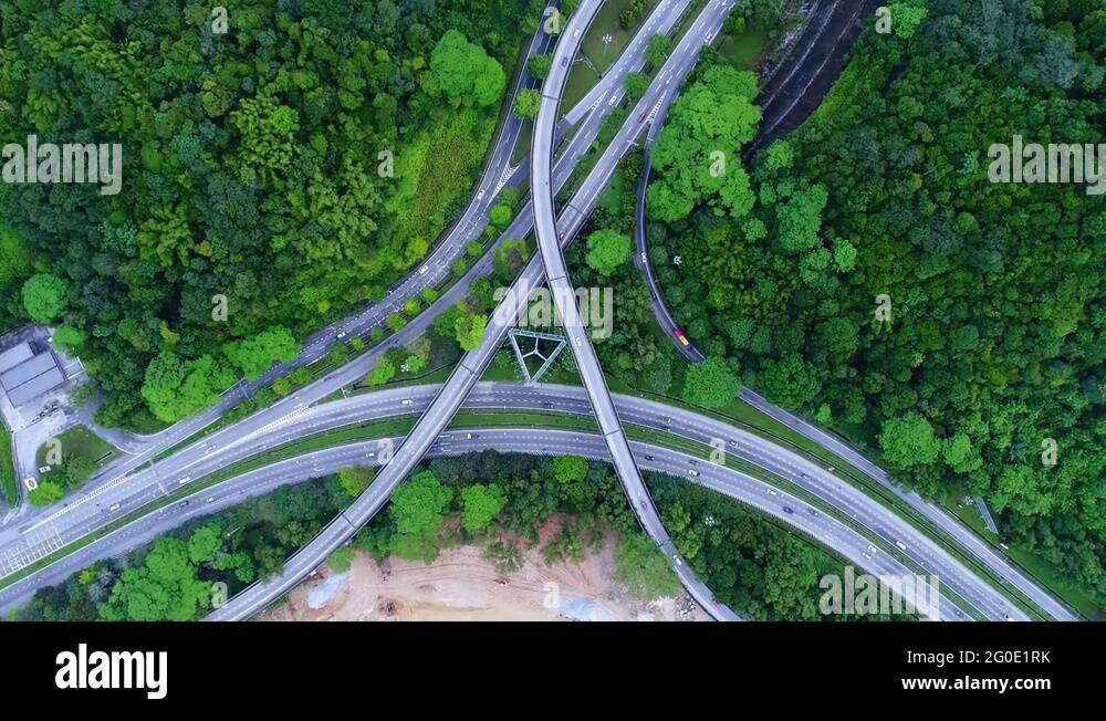 Multi level expressway constructed in the midst of beautiful landscape ...