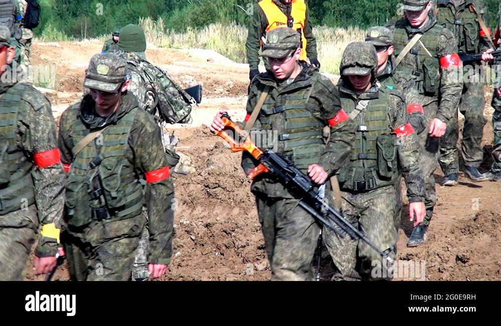 Squad of strikeball team with machine submachine guns Stock Video ...