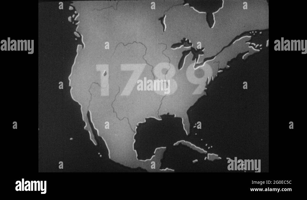 1940s: Map of North America. Numbers appear over map of United States ...