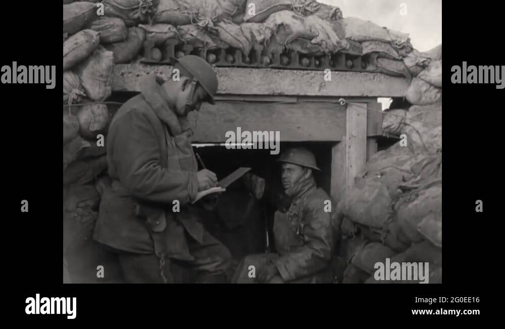 WW1 - Allied soldiers at daily routine in trench Stock Video Footage ...