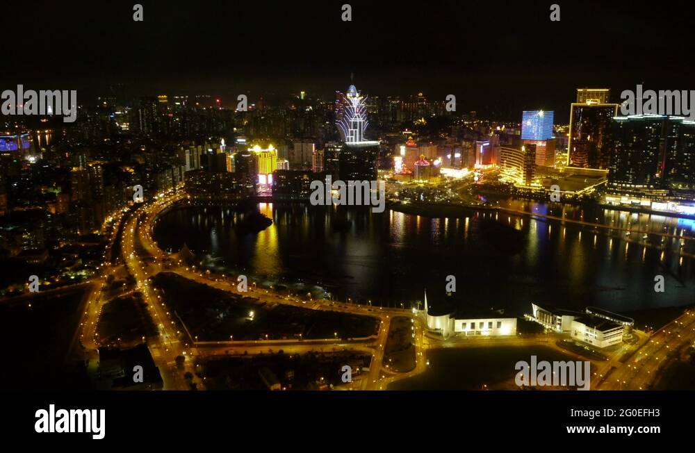 Macau Skyline at Night – Aerial Time Lapse shot from Macau Tower ...