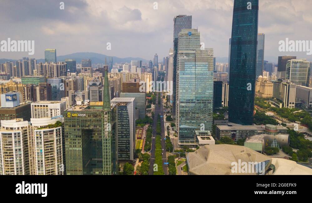 guangzhou opera house ifc building square aerial panorama 4k timelapse ...