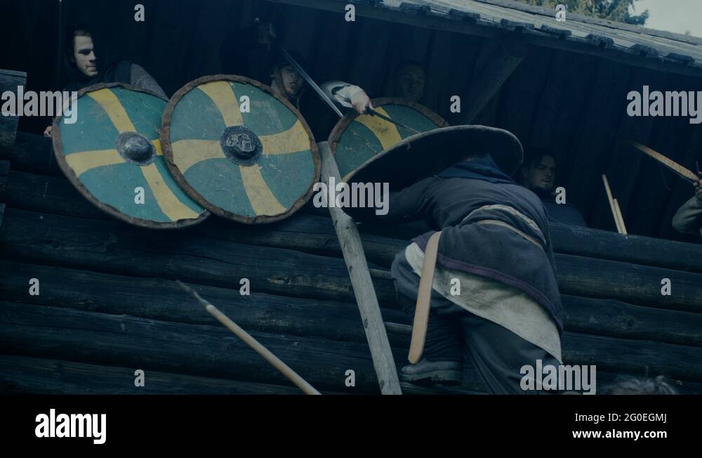 Large-Scale Medieval Battle Reenactment. Tribe of Warriors Attack ...