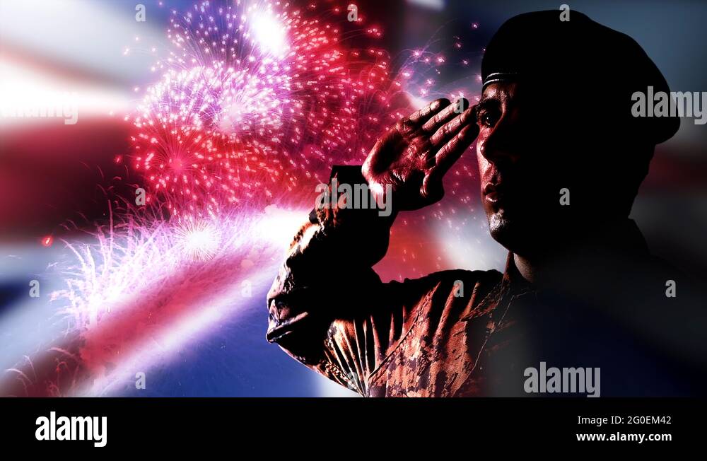 4K United Kingdom British Soldier Salute, Union Jack National Flag ...