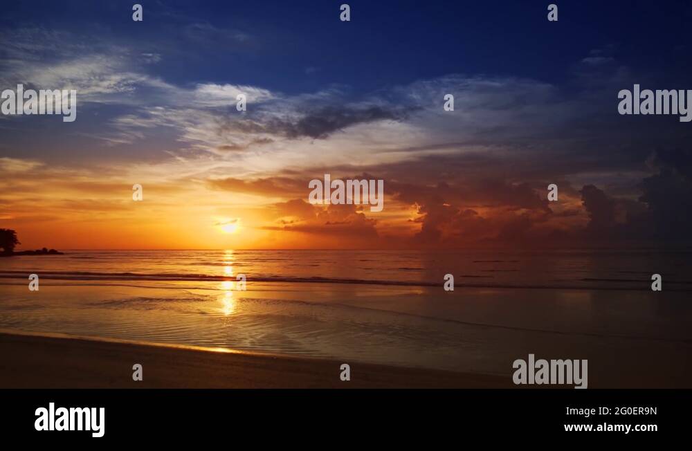 Sun Setting with Intense Colors off Phuket Island. UHD 4k video Stock ...