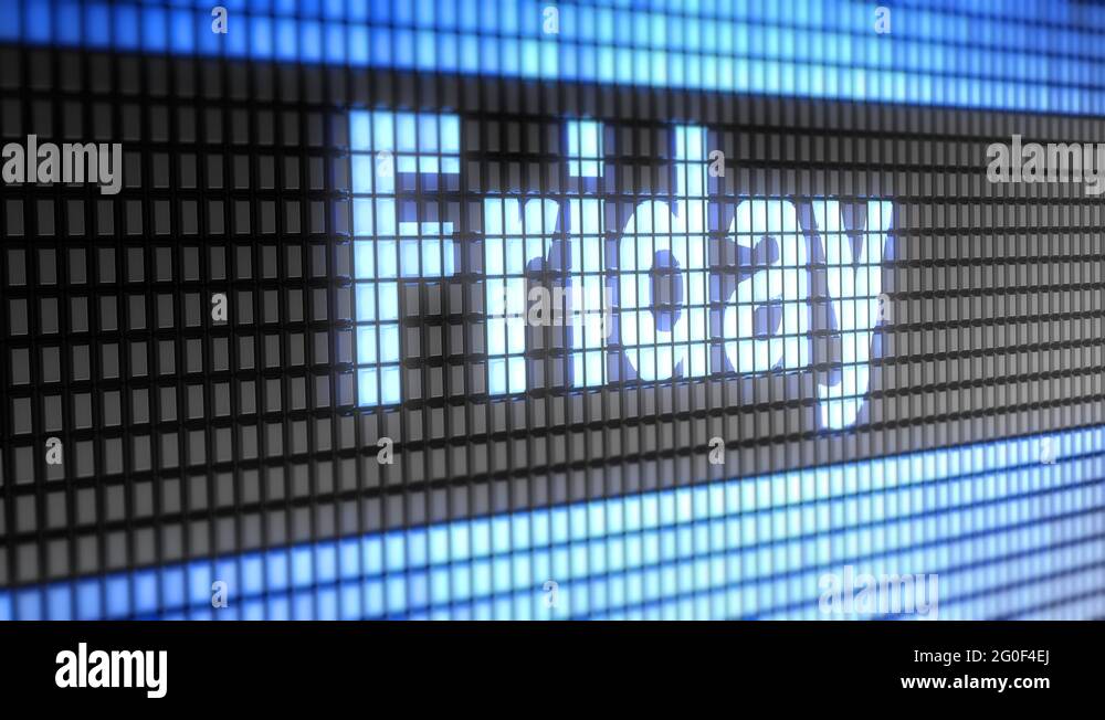 "Friday" on the Screen. 4K Resolution. Encoder Prores 4444. Looping ...