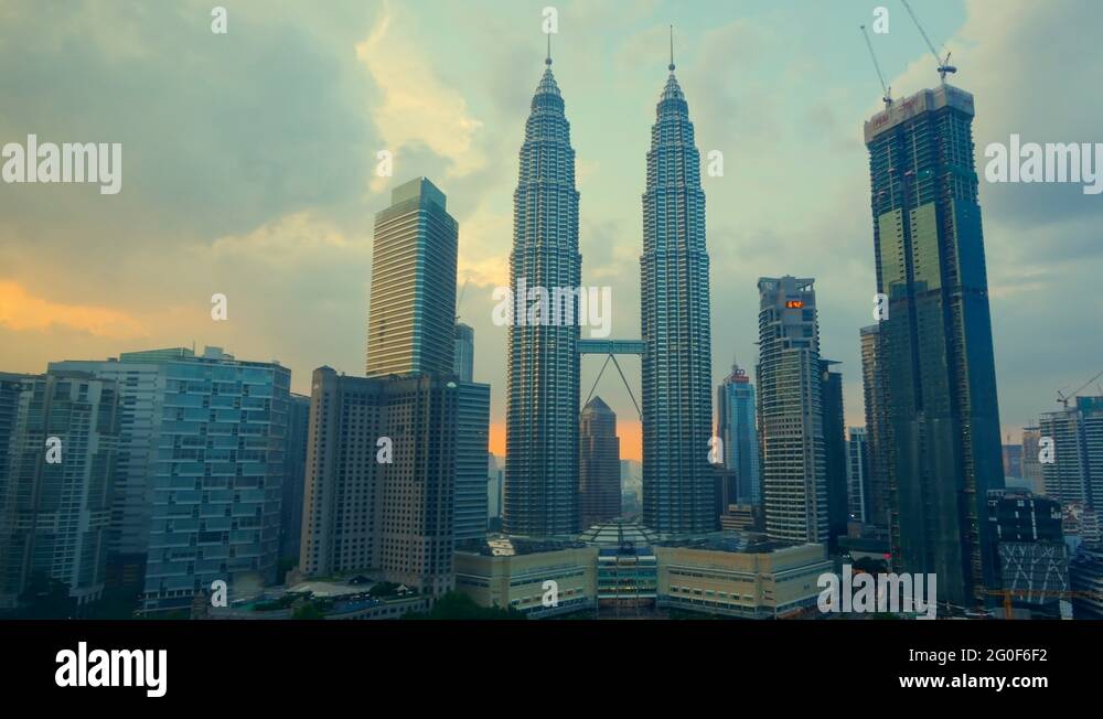 Sunset cloudscape over the Petronas Twin Towers at Kuala Lumpur City ...