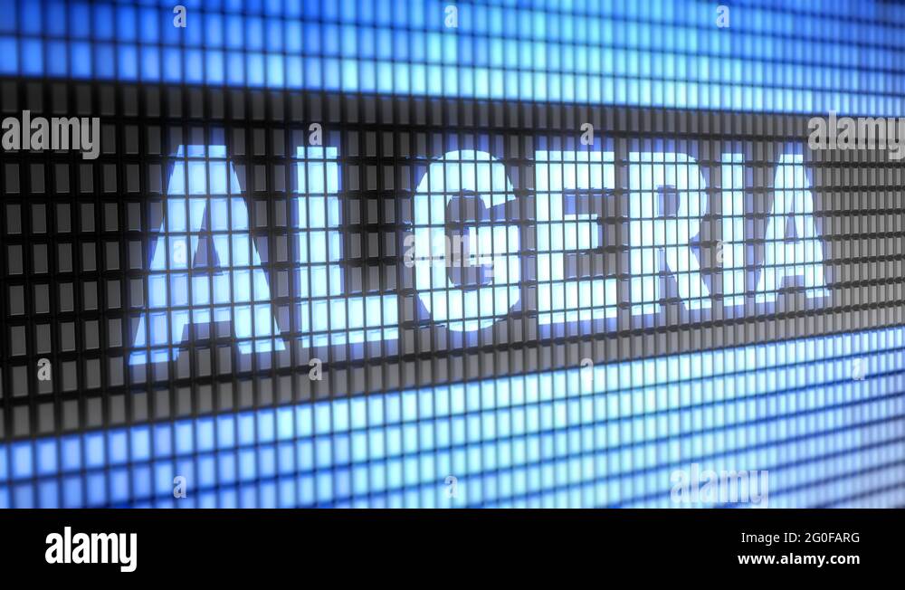 "Algeria" on the Screen. 4K Resolution. Encoder Prores 4444. Looping ...