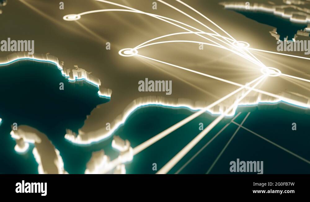 Flight paths on the North American continent and beyond Stock Video ...
