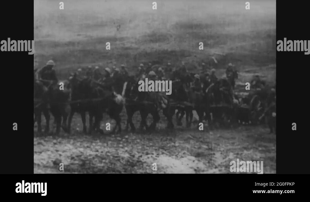 Cavalry running in battlefield during World War I -1918 Stock Video ...