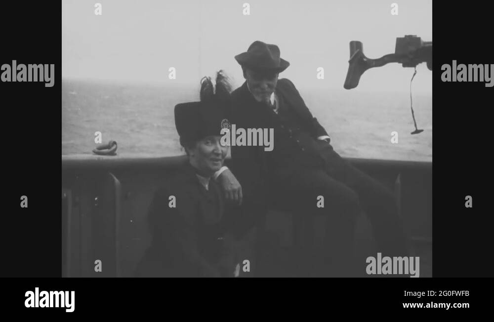 French Amb. Jules Jusser and Mrs. Jusserand on board of steamship ...