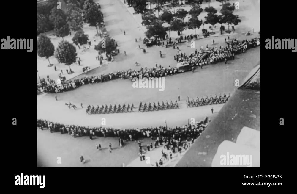 Aerial of Nazi Army parades through street in Paris -1942-1949 Stock ...